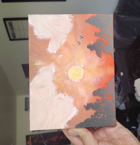 Sunset Landscape Canvas Painting Trees Silhouette Birds, Unframed | eBay