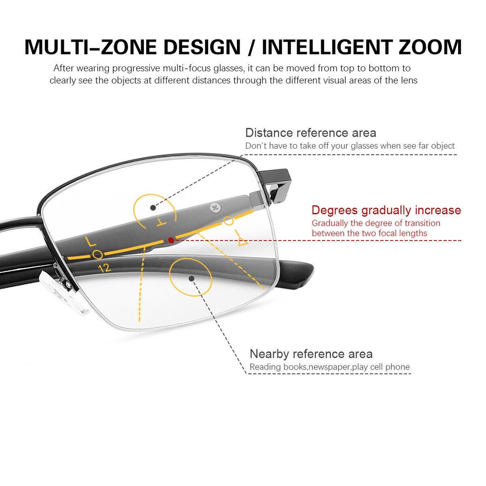 Photochromic Progressive Multifocal Reading Glasses 180° Rotatable ...