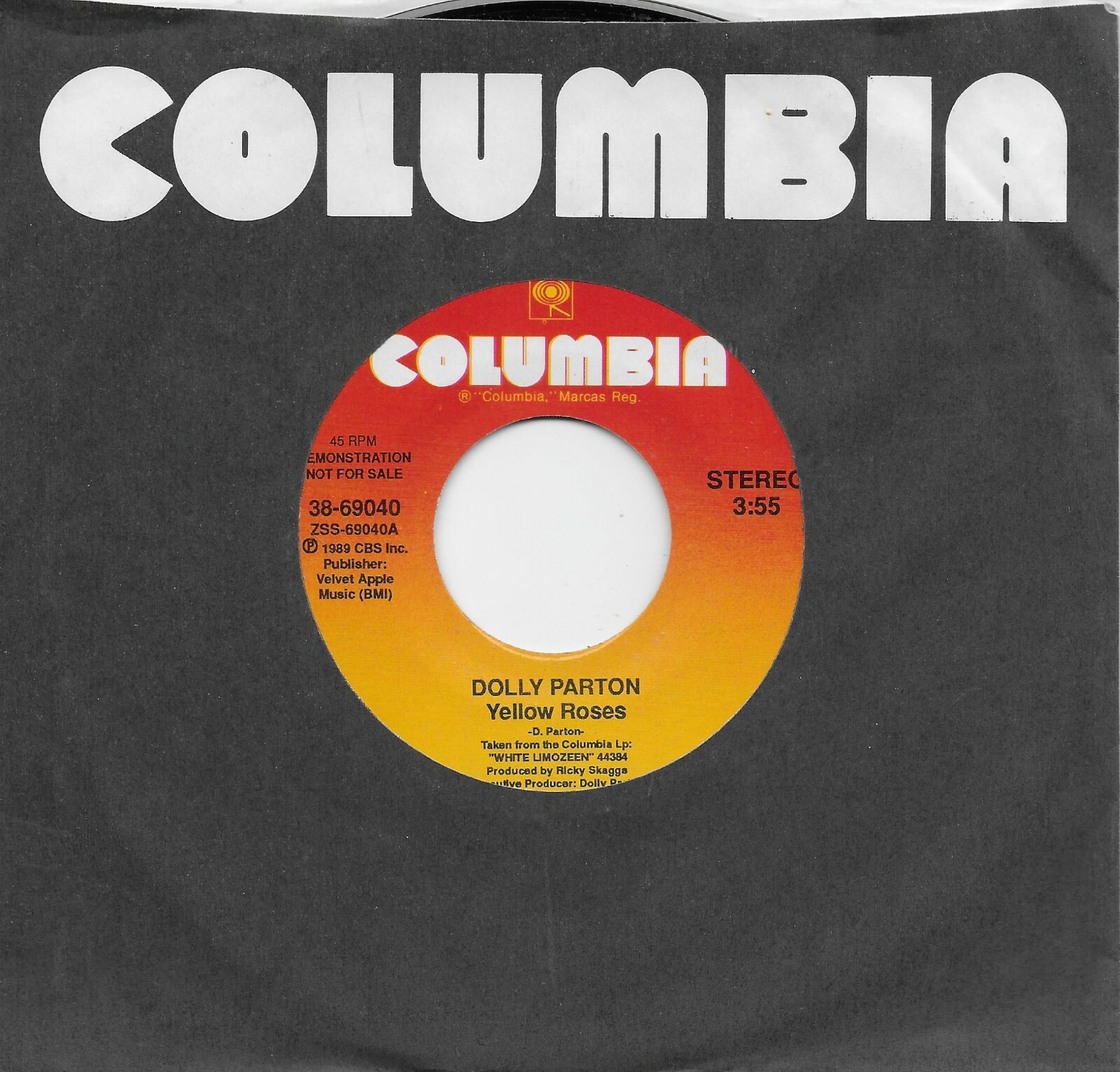 DOLLY PARTON Yellow Roses rare promo 45 from 1989 | eBay