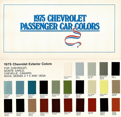 1975 Chevrolet Caprice Camaro Monte Carlo FL Auto Colors Brochure w ...