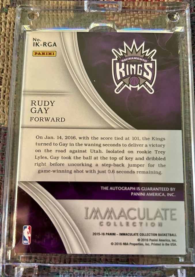 2015-16 Immaculate Collection Rudy Gay Ink Auto #/99 Kings | eBay