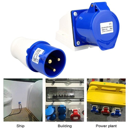 Waterproof and Moisture Proof 32 Amp 3 Pin Socket and Plug Wall Mounted ...