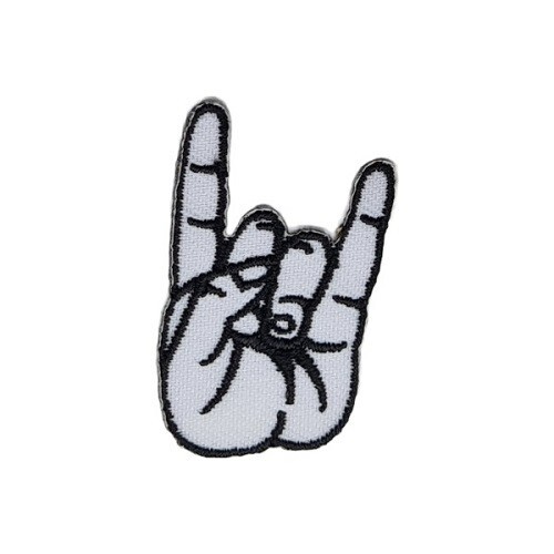 Small Horns Hand Symbol Iron on Patch Rock Sign Language 4×2.5×0.1cm(0 ...