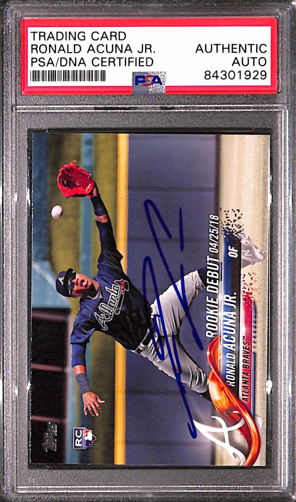 Ronald Acuna "2018 TOPPS Update #US252" Autographed Signed Rookie Card ...