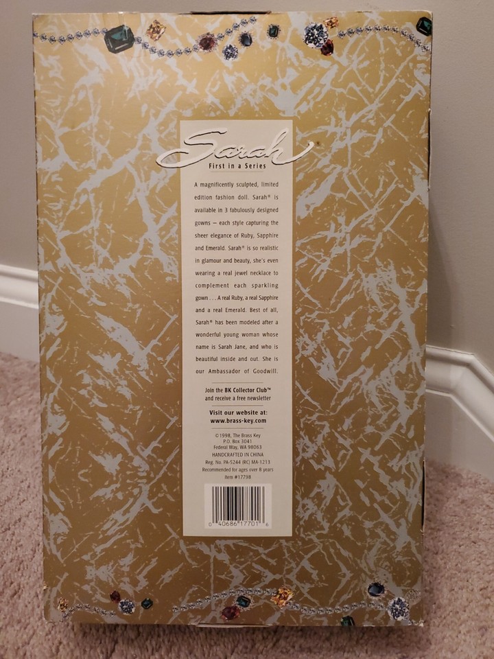 Sarah Doll Celebration in Diamond, Brass Key, Porcelain Doll, 1st In ...