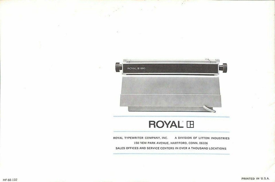 Your Royal 660 Typewriter Manual Guide 1966 CPD6 | eBay