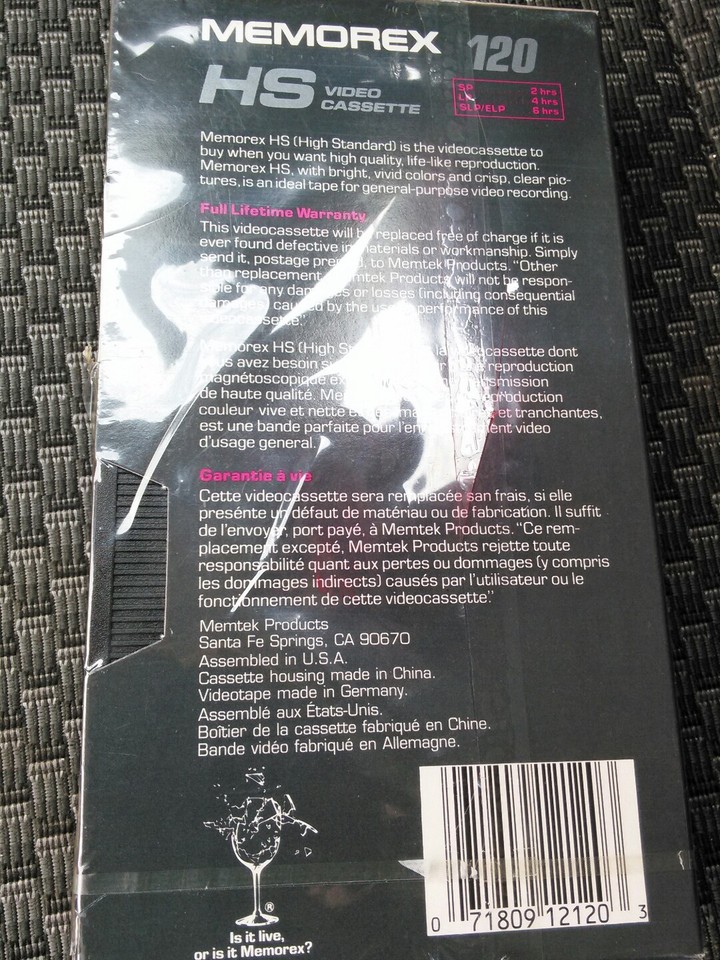 Memorex HS Video Cassette 120 VHS New Sealed | eBay