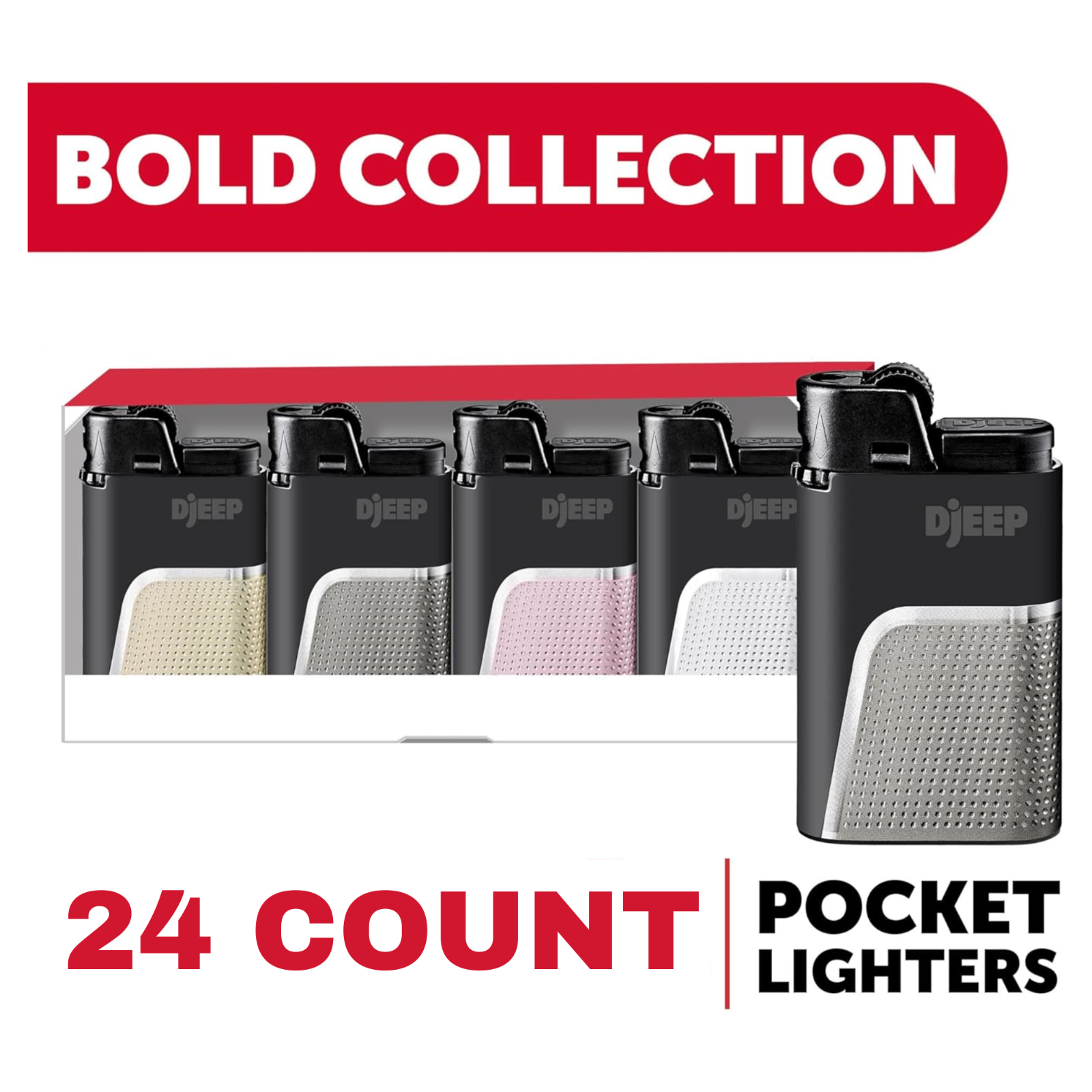 DJEEP Pocket Lighters Bold Collection Textured Unique Lighters 24 Pack ...