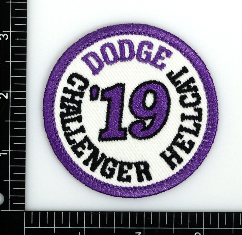 2019 Dodge Challenger Hellcat Embroidered Patch Ivory/Purple Iron-On ...