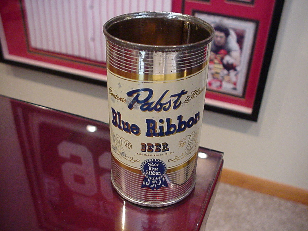 Shiny 12oz PABST Blue Ribbon "silver" Flat Top Beer Can Pabst Milwaukee ...