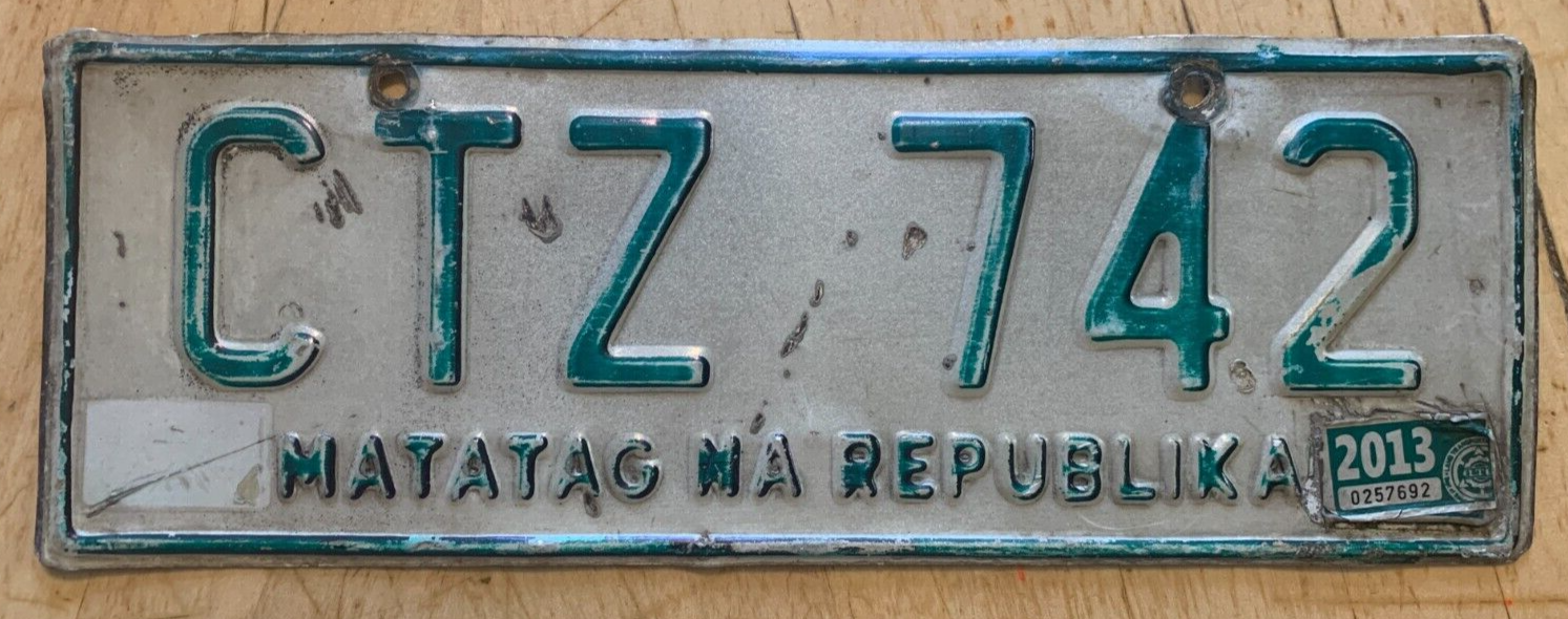 2013 PHILIPPINES MATATAG REPUBLIKA PASSENGER MANILA LICENSE PLATE " CTZ ...