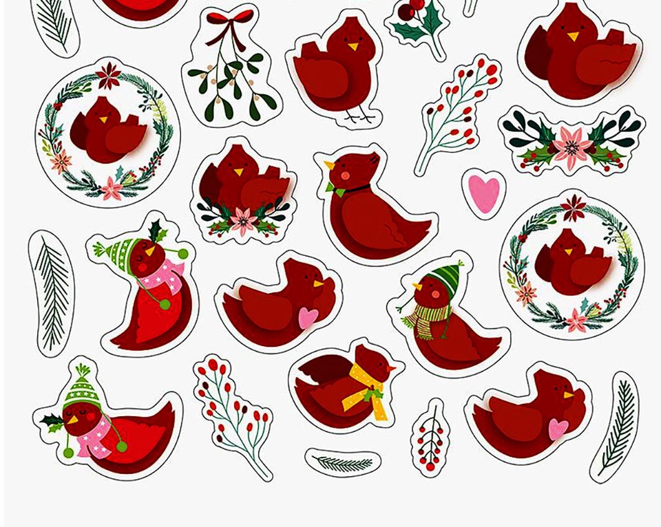 New Set 88 Acid Free Stickers Red Cardinals Winter Scrapbooking Card ...