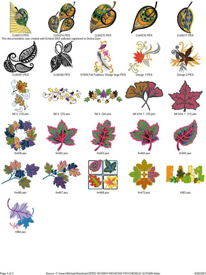 96 FALL SEASON AUTUMN EMBROIDERY MACHINE DESIGNS COLLECTION PES USB | eBay