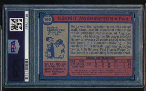 1974-75 Topps #166 Kermit Washington RC signed auto autograph PSA/DNA ...