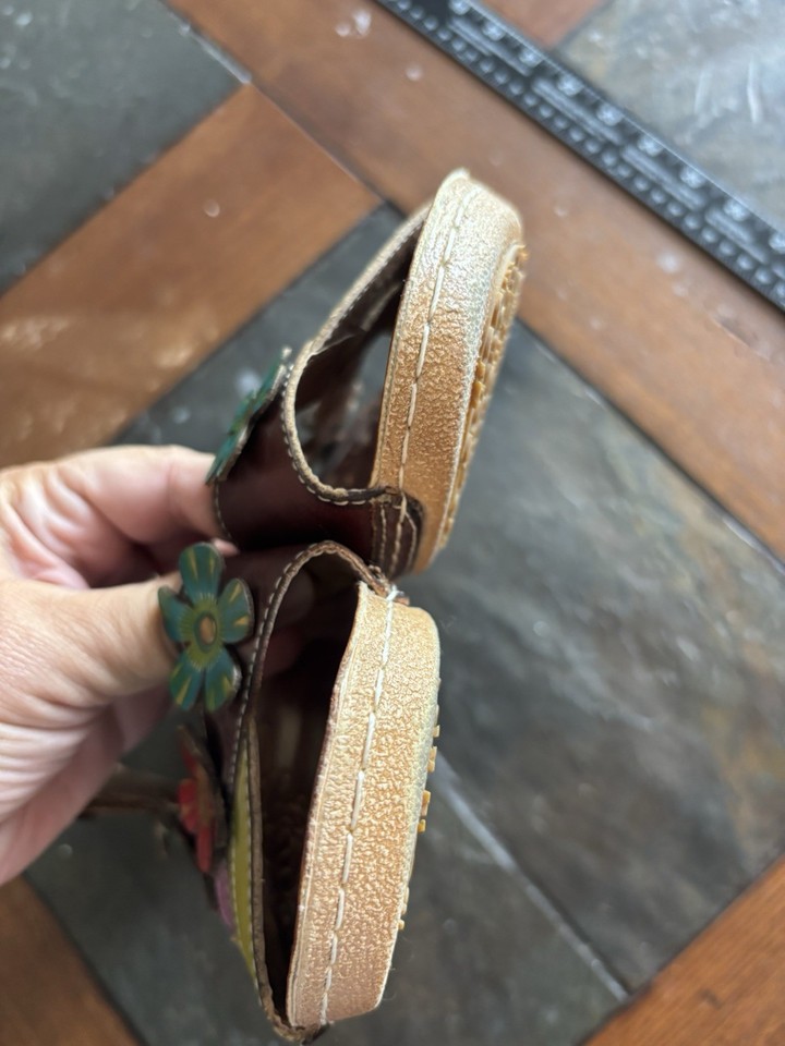 Spring Step Sandals Belladonna Sz 39 (8.5) Leather Multicolored Flowers ...