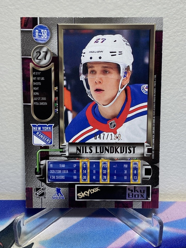 2021-22 SKYBOX METAL UNIVERSE NILS LUNDKVIST #R-38 97-98 ROOKIE PURPLE ...