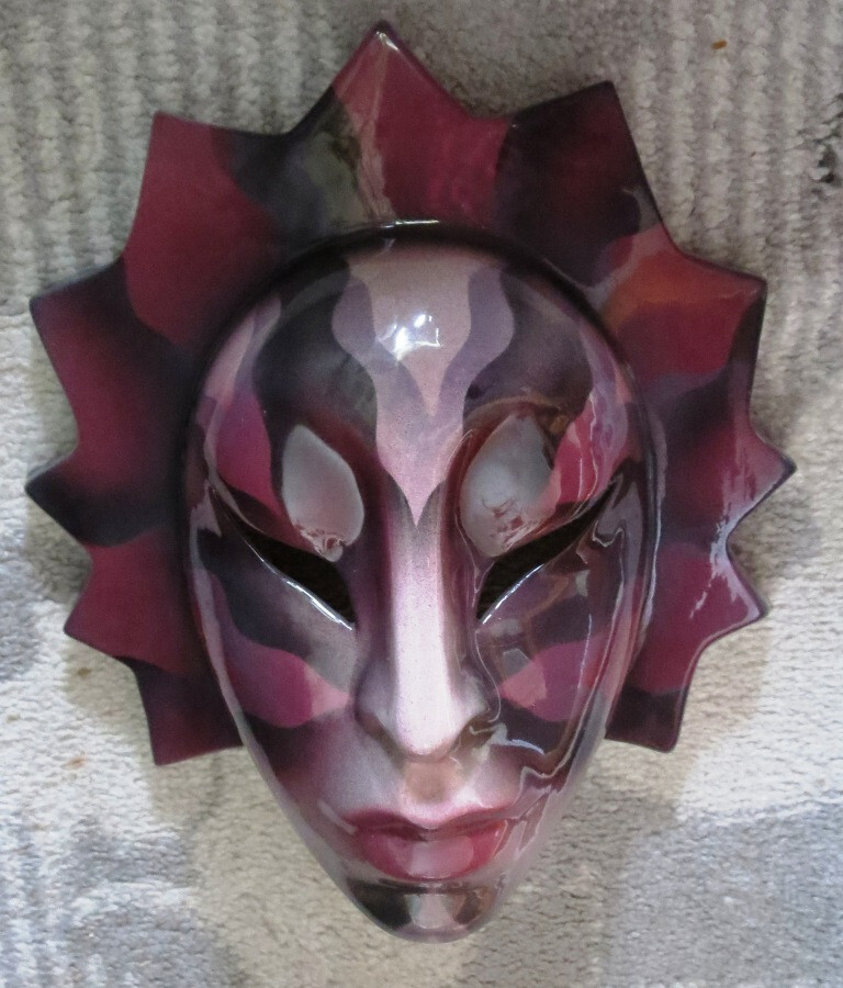 Ceramic Clay Face Wall Mask, Bai Dotta Hand Painted, Unique, Black Sun ...