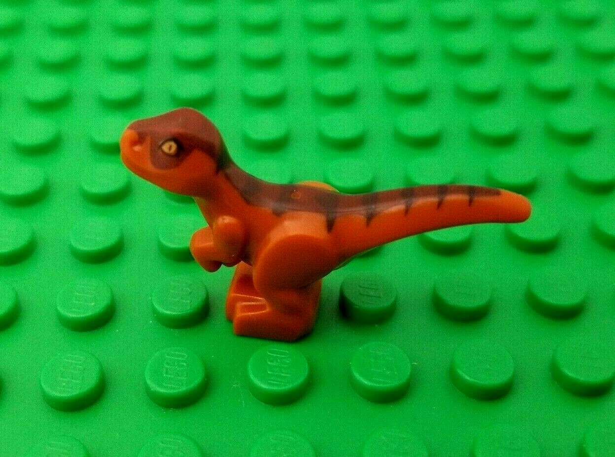 LEGO Minifigure Dinosaur Dark Orange Baby Raptor T Rex Dino Jungle Pet ...