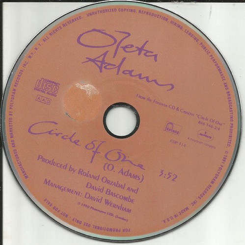 OLETA ADAMS Circle of One PROMO Radio DJ CD Single 1990 USA MINT | eBay