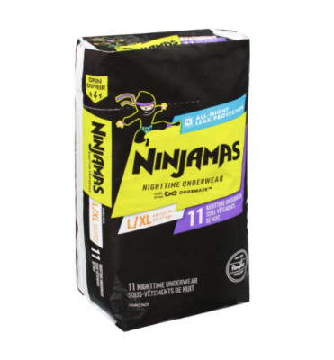 Ninjamas Nighttime Underwear, L (64-95+ lbs), Jumbo Pack 11 underwear ...