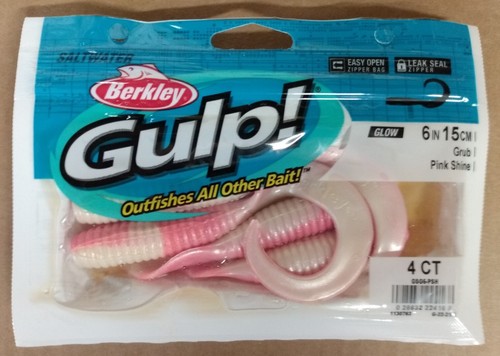 Berkley Gulp Saltwater Grub 6 Inch Pink Shine Pack of 4 1130763 ...