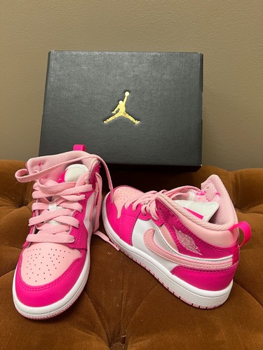 Kids Nike Jordan 1 Mid (PS) Fierce Pink | eBay