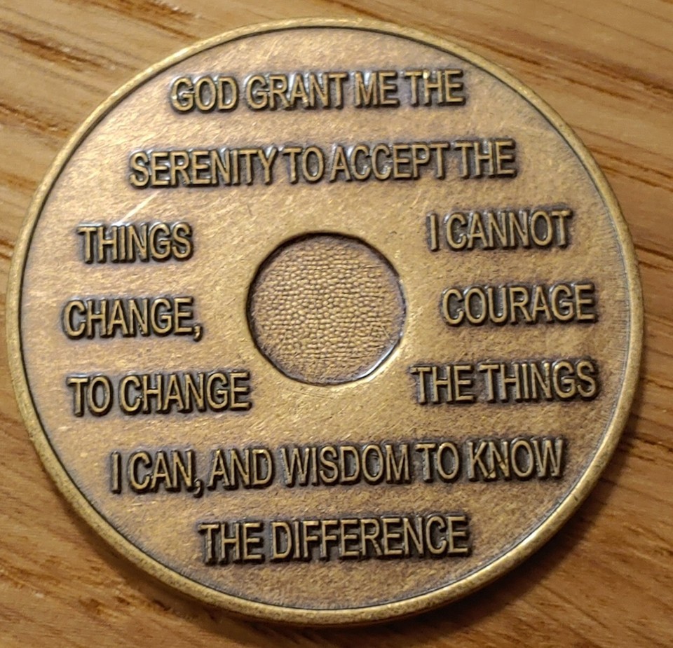 8 Months Alcoholics Anonymous AA Bronze Medallion Coin Sobriety Chip ...