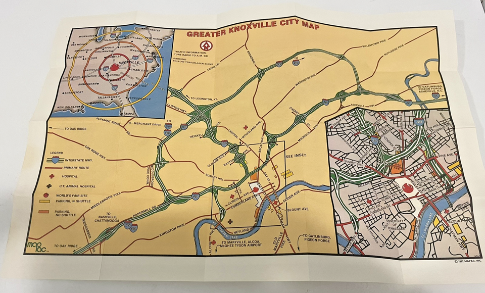 1982 WORLD'S FAIR MAP KNOXVILLE TENNESSEE Foldout Paper | eBay