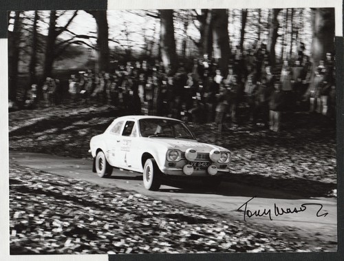 ORIGINAL HAND SIGNED TONY MASON PHOTOGRAPH RAC RALLY 1972 FORD ESCORT ...