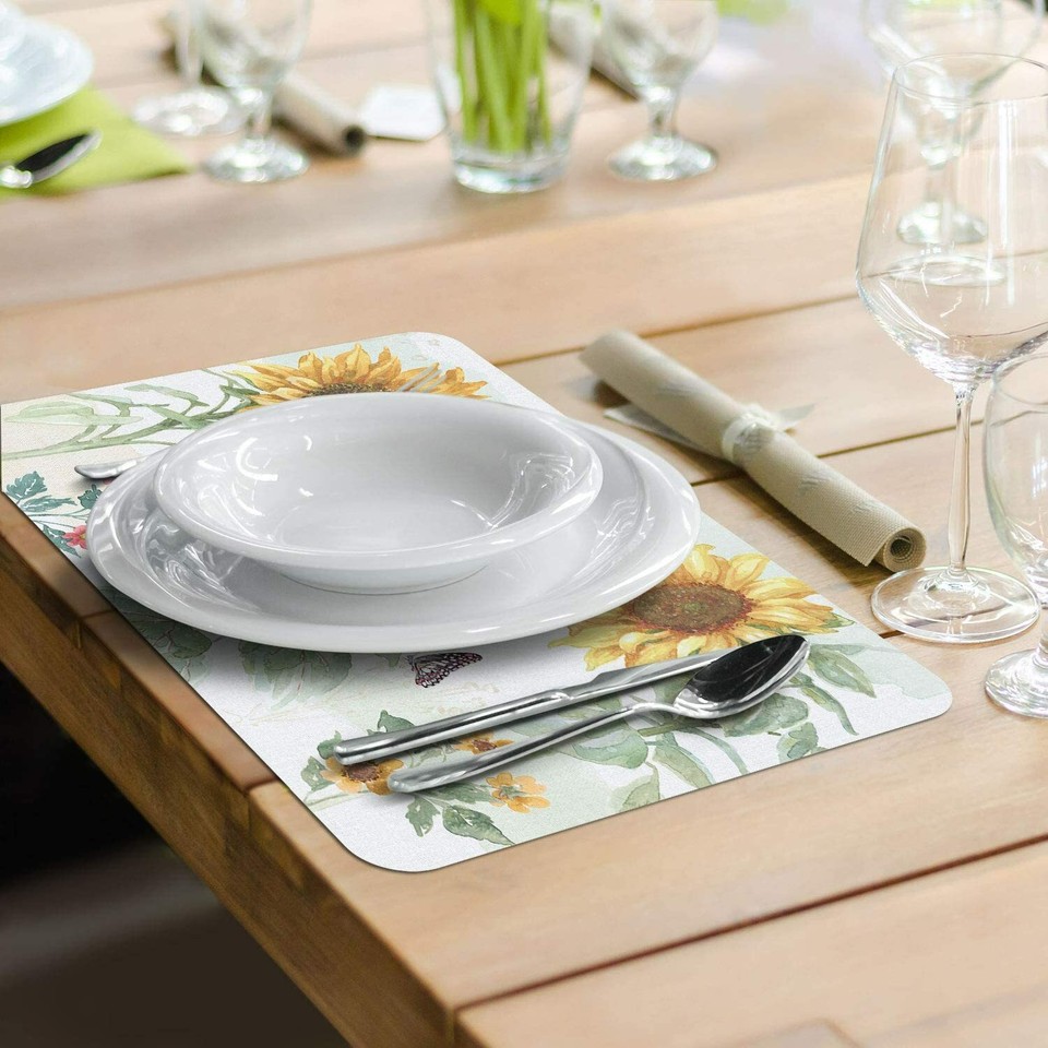 Sunflower Splendor Reversible Easy Care Set of Four Placemats, Made in ...