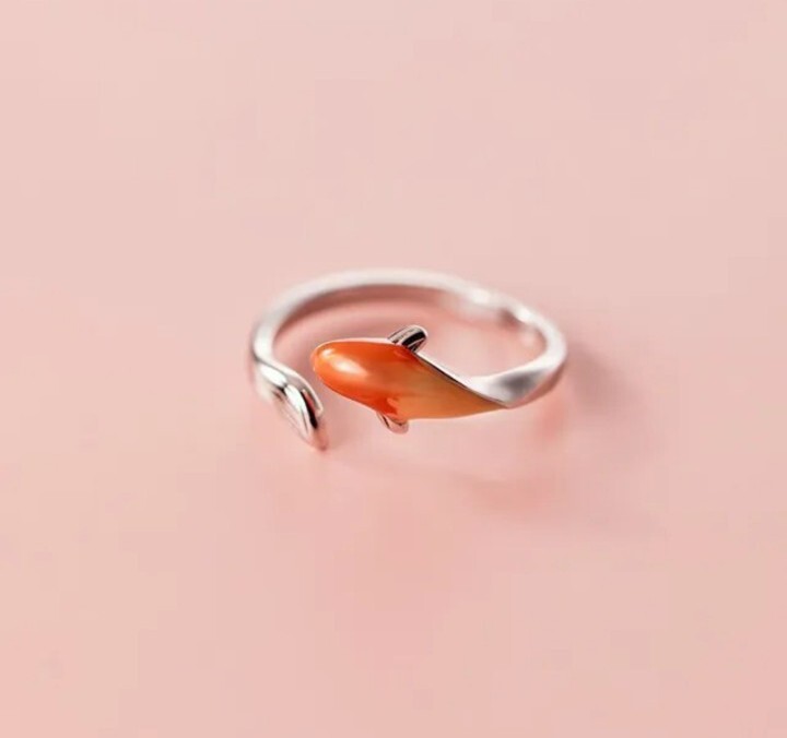 Lucky Koi Fish Ring, Goldfish Ring, Fish Ring, Adjustable Boho Hippie ...