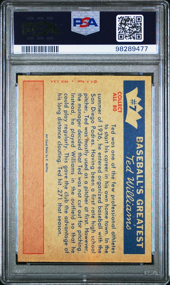 1936-From Mound To 1959 Fleer Ted Williams #7 Plate PSA 6 | eBay