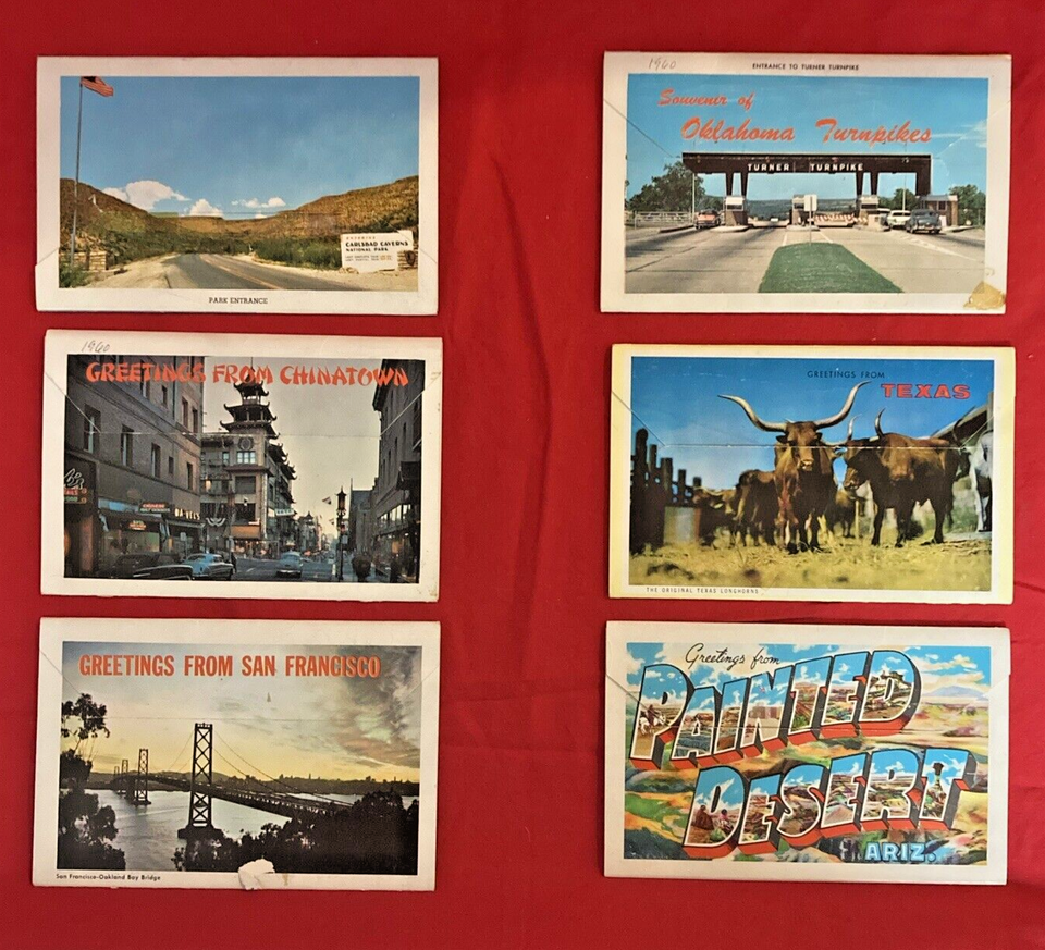 Vintage Fold Out Postcard Lot of six - TX, AZ, OK, CA & NM | eBay