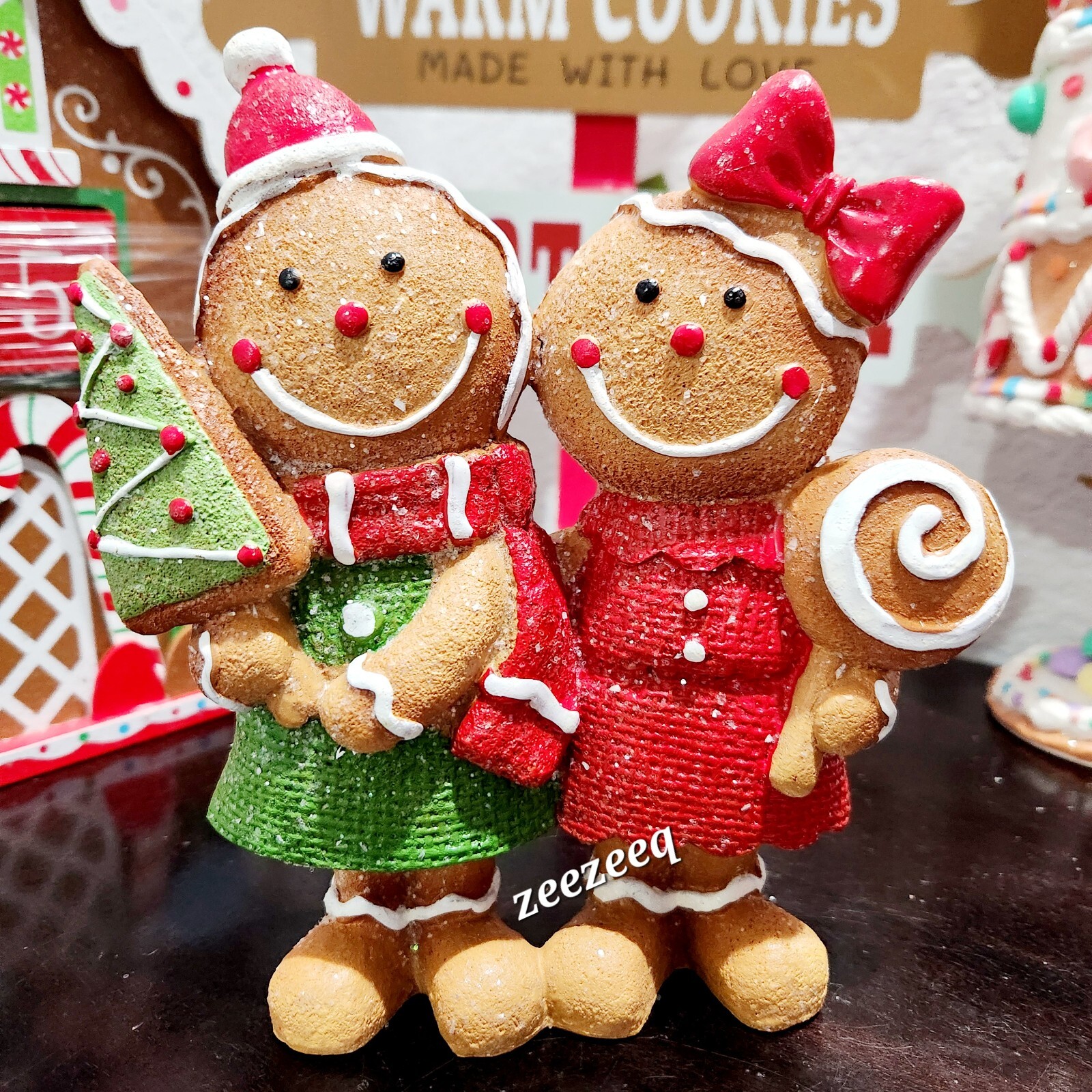 CHRISTMAS Gingerbread Couple Peppermint Figurine Gingerbread Girl Boy ...