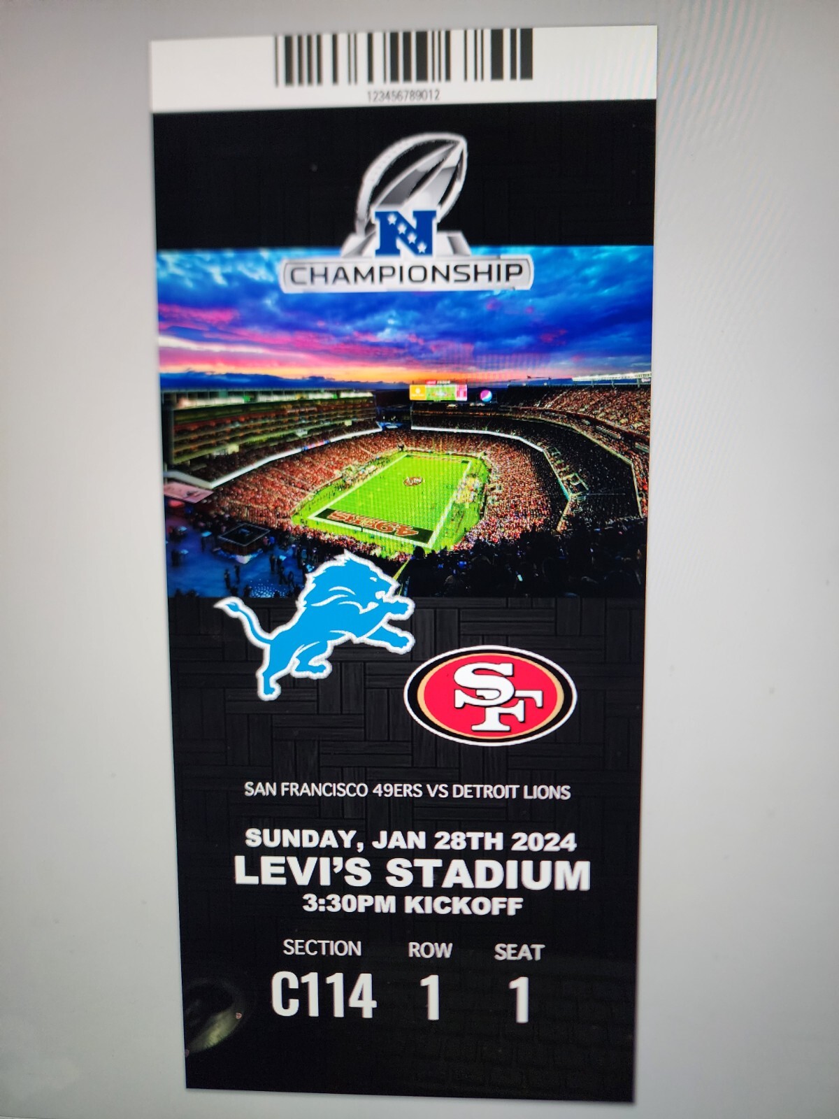DETROIT LIONS @ SF 49ers Replica Ticket Stub 2024 NFL Playoffs @ Levi's ...