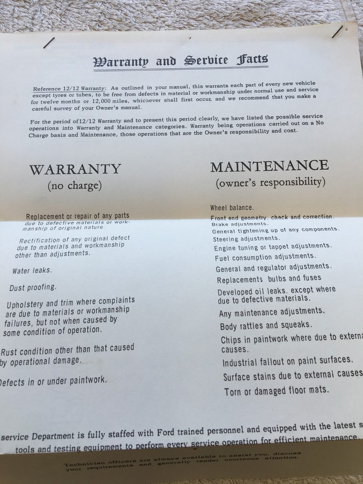 VINTAGE MOTOR VEHICLE CAR USER MANUAL FORD FALCON & FAIRMONT ORIGINAL ...