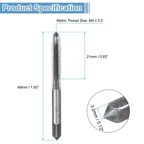 2 Set Metric Hand Taps M4 x 0.5 H2 Thread Taper + Bottom Tap Screw ...