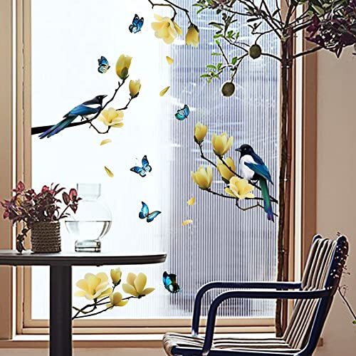 Static Window Clings Spring Flower Bird Butterfly Window Stickers ...