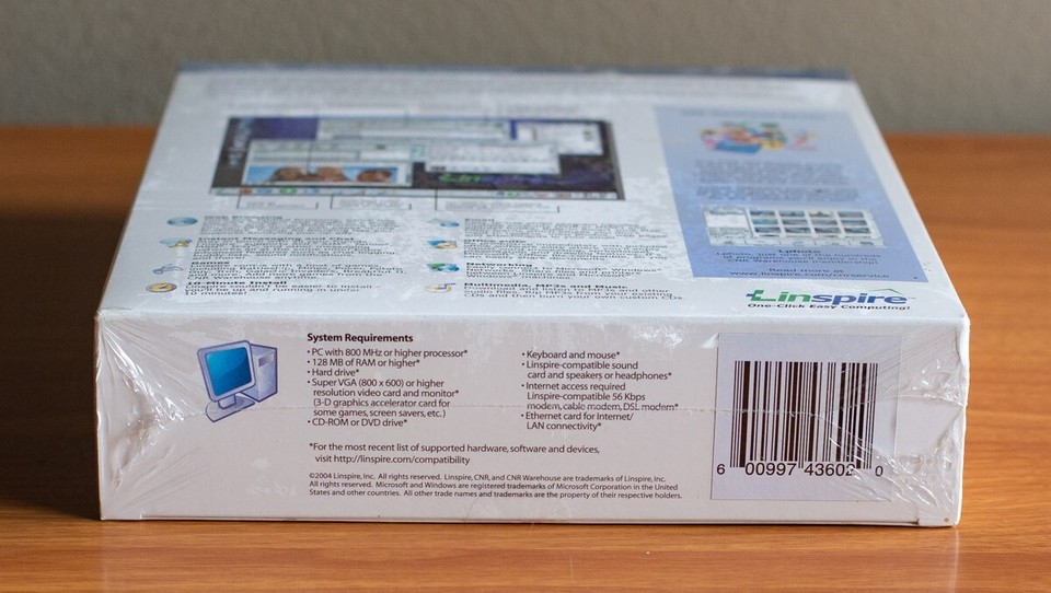 LINSPIRE LINDOWS LINUX SEALED BOX 2004 - BRAND NEW - RARE RETAIL BOX ...