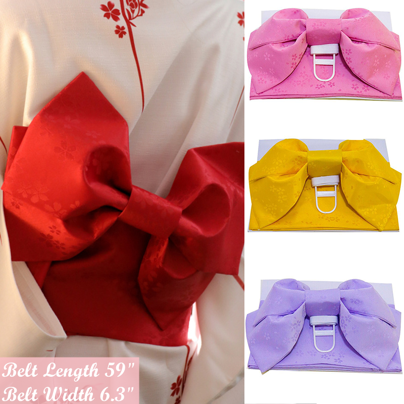 Women Japanese Bow Corset Obi Belt Jacquard Wide Waistband Kimono ...