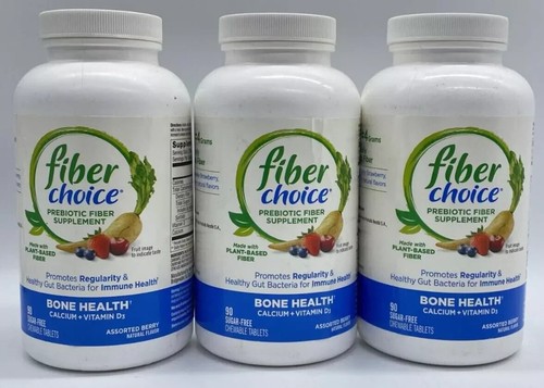 3PK Fiber Choice PreBiotic Fiber Bone Health ~ 90 Chewable Tabs Each ...