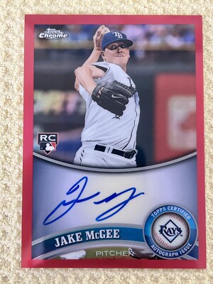 2011 Topps Chrome Autograph RED Refractor 181 Jake Mcgee Rookie Auto /25 | eBay