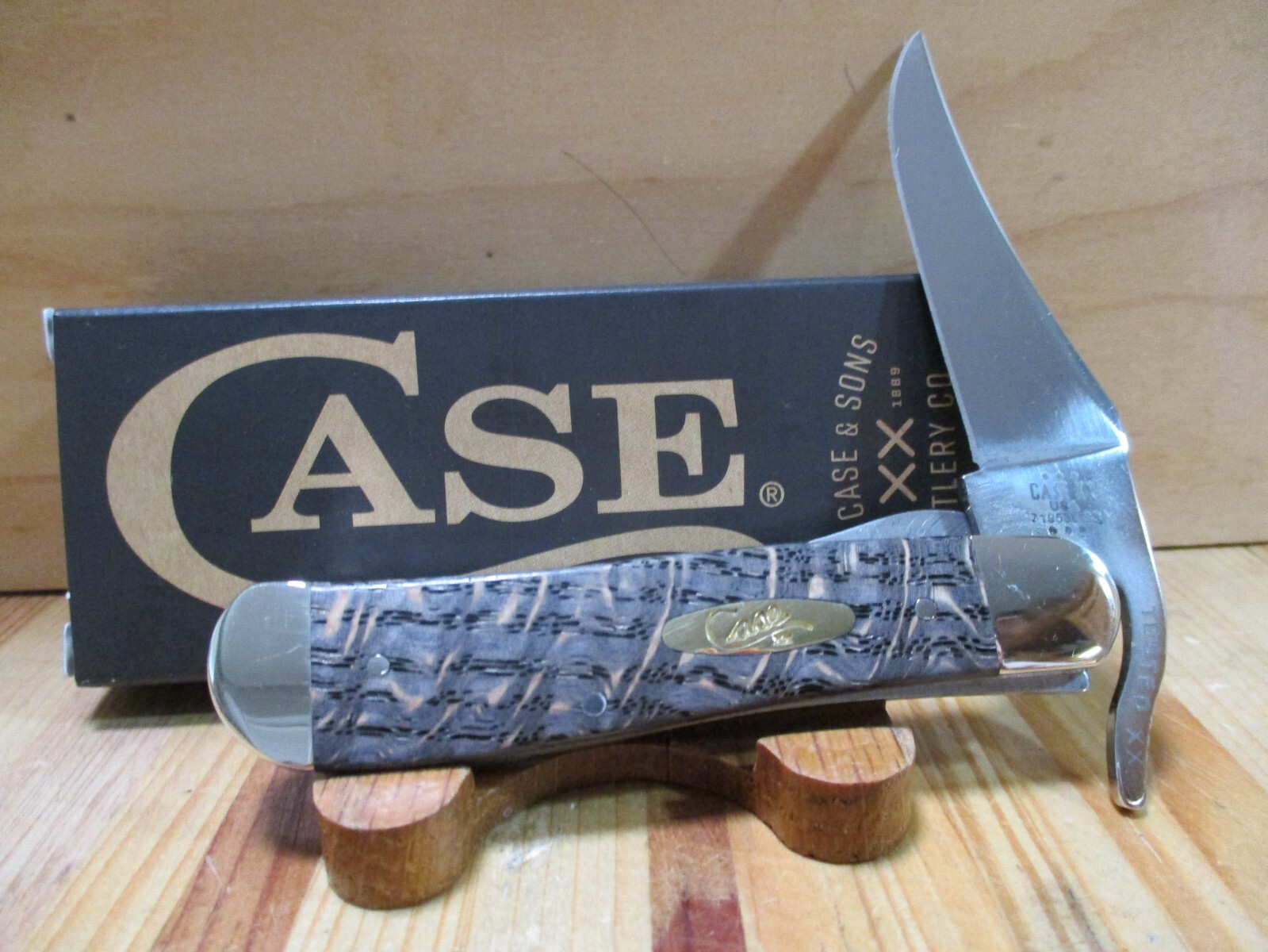 NIB Case XX Black Curly Oak Smooth Russlock 71953L Pocket Knife - 14002 ...