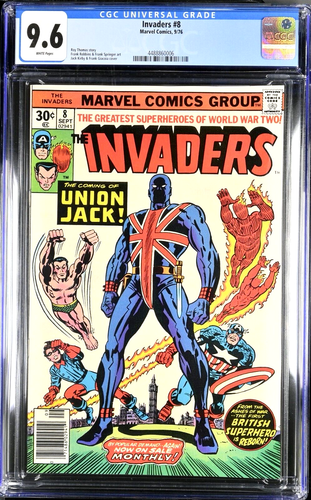 Invaders #8 CGC 9.6 WP NM+ Marvel Comics 1976 1st Union Jack cover Jack ...