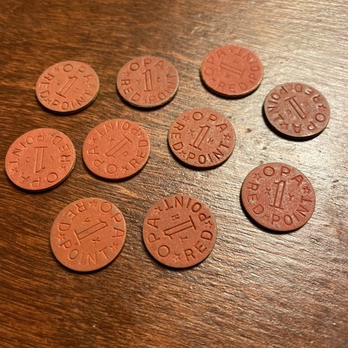 ANTIQUE LOT 10 WWII WAR RATION OPA 1 RED POINT COIN TOKEN | eBay