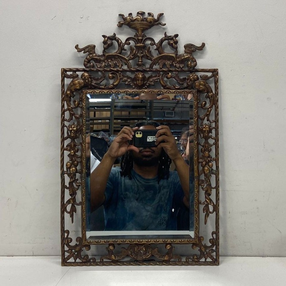 Vintage Bronze Mirror. 23 inch Tall Neoclassical Style -Table Mirror | eBay