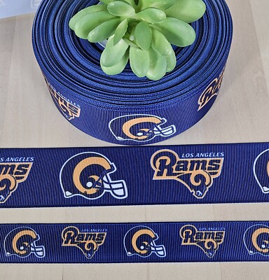 7/8 & 1.5" (1 YD) Los Angeles Rams Grosgrain Ribbon Football Hair Bow ...