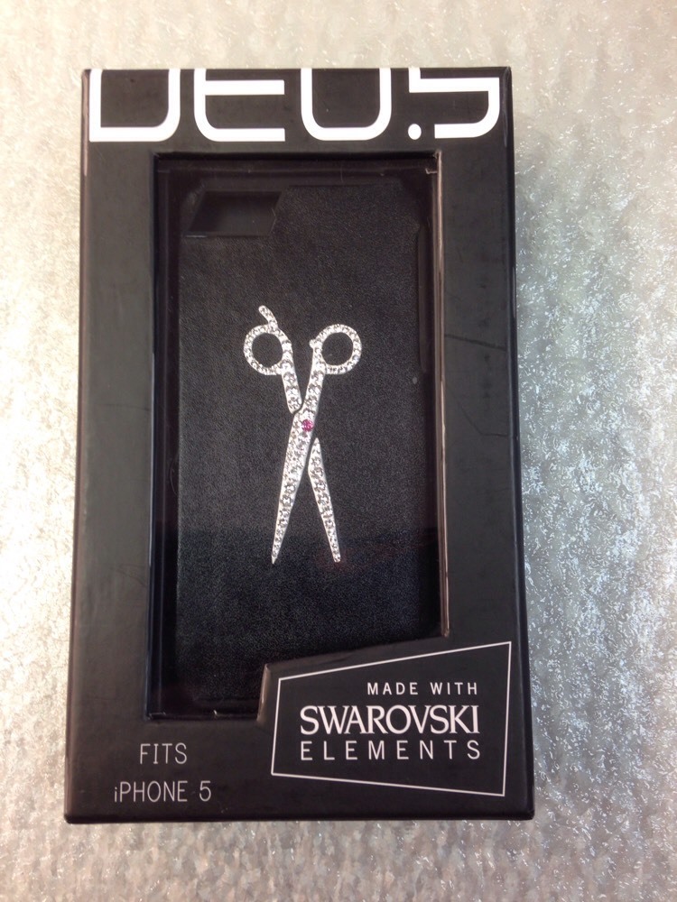 Iphone 5 Case Black Deos Leather Swarovski Crystal Bling Scissors for ...