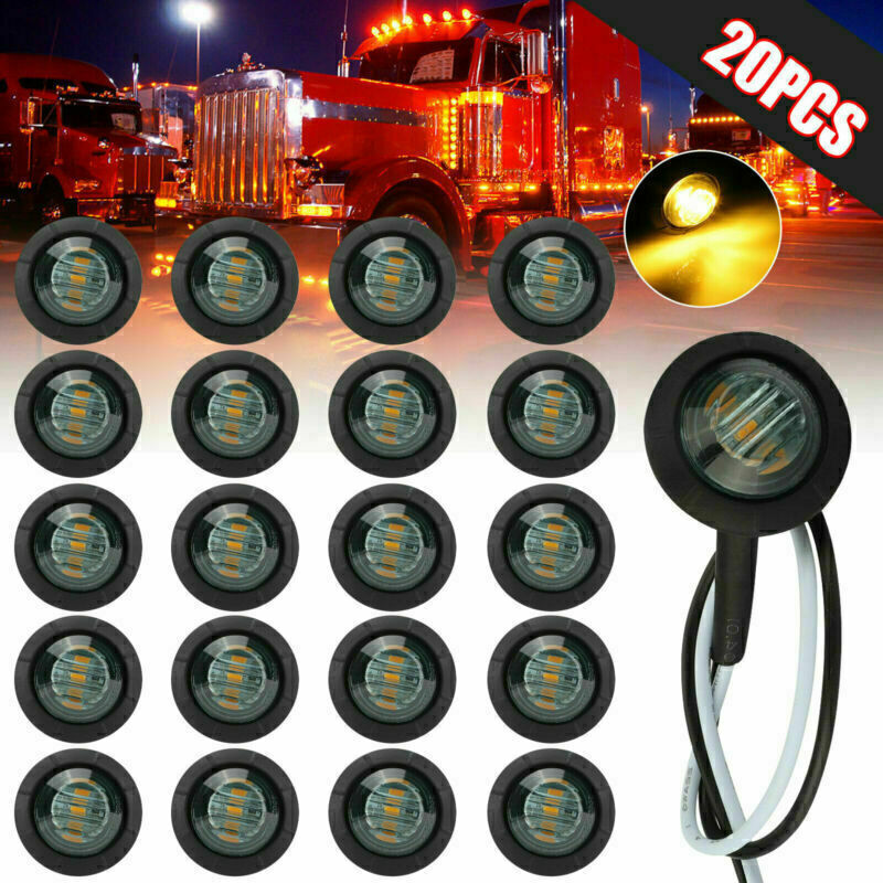 20 PCS 3/4" LED Smoked Round Bullet Side Marker lights Car Truck ...