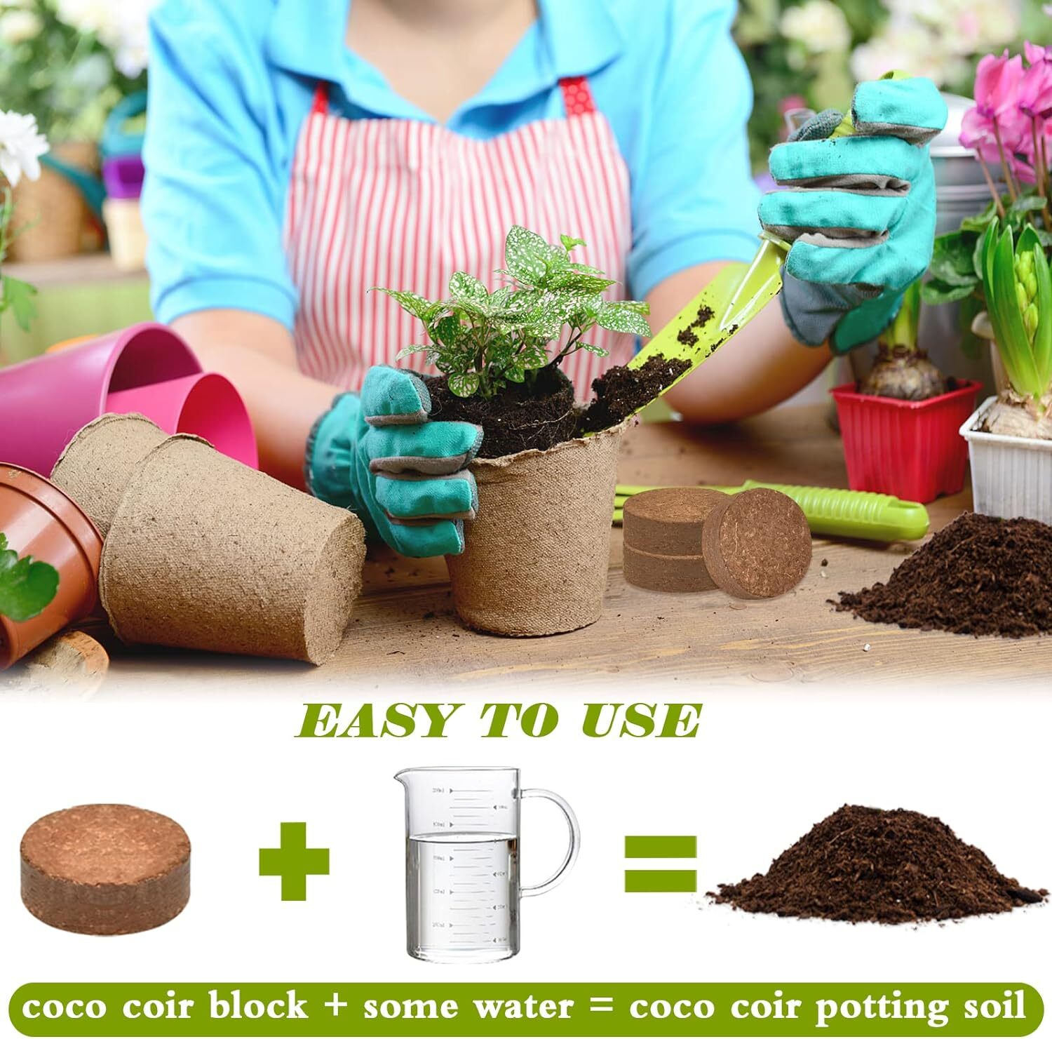 30mm Compressed Coco Coir Fiber Potting Soil Seed Starters- Organic ...